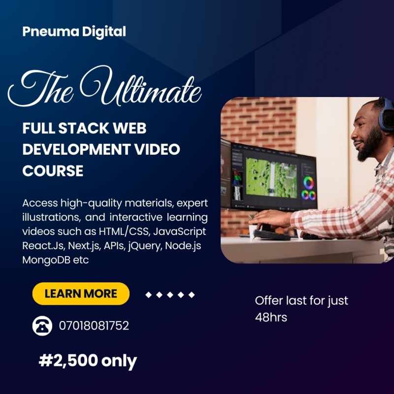 Buy THE ULTIMATE FULLSTACK DEVELOPMENT VIDEO COURSE by Pneuma Digital on Selar