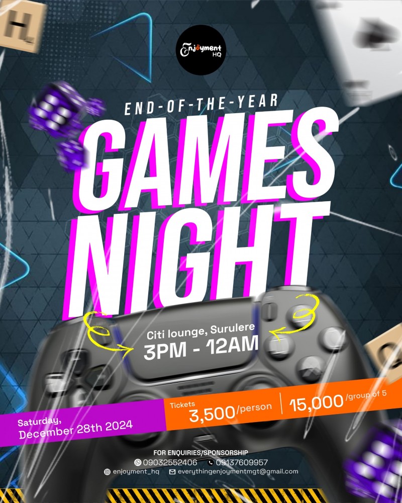 Get Games Night Tickets by Enjoyment Headquarters on Selar