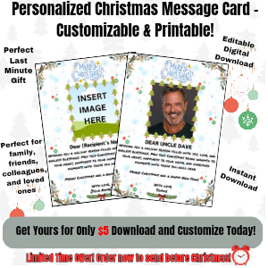 Buy Personalized Christmas Message Card - Customizable & Printable ...