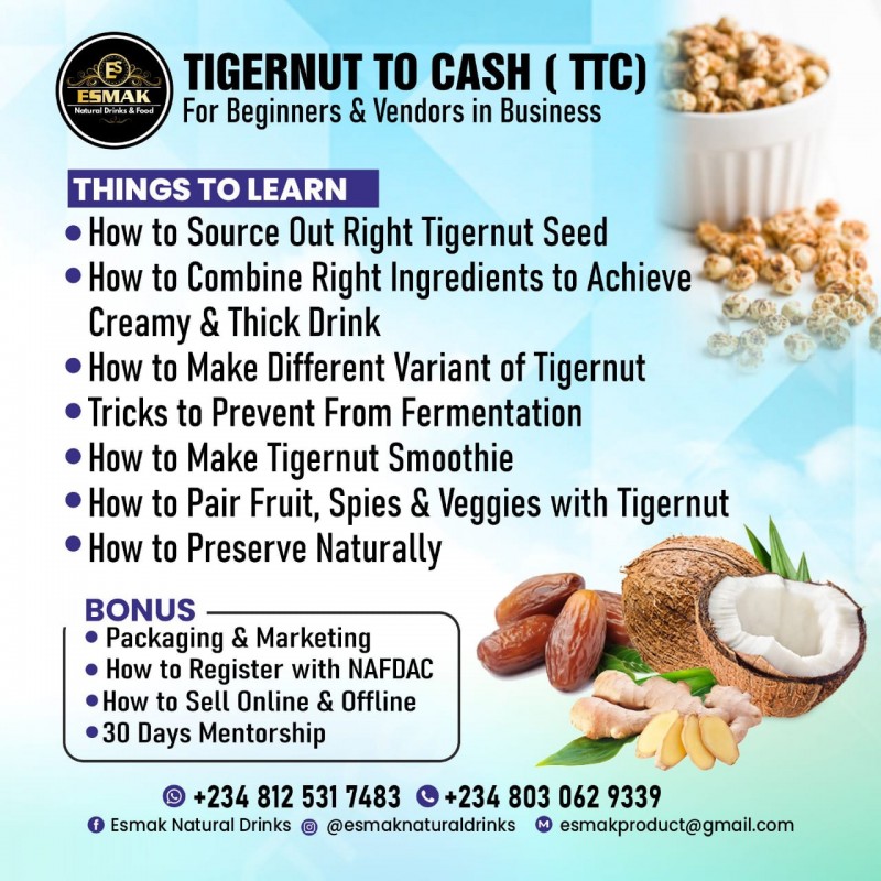 Buy Tigernut To Cash by Esmak Natural Drinks & Food on Selar