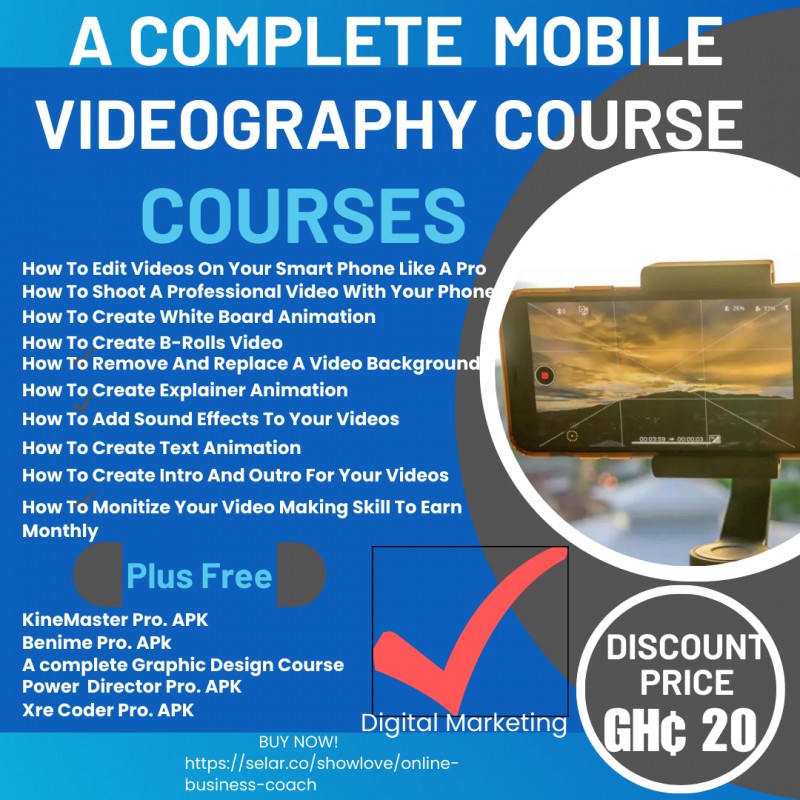 Buy A COMPLETE MOBILE VIDEOGRAPHY COURSE by Online Business Coach on Selar