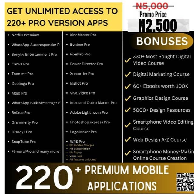 Buy ALL PREMIUM APPLICATION by Opeyemi Joshua on Selar