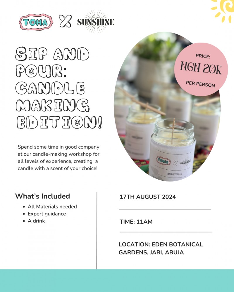 Get Sip & Pour: Candle Making Edition by TOHA Sessions on Selar