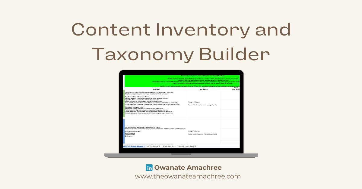 Buy Content Inventory and Taxonomy Builder Template by Owanate Amachree ...