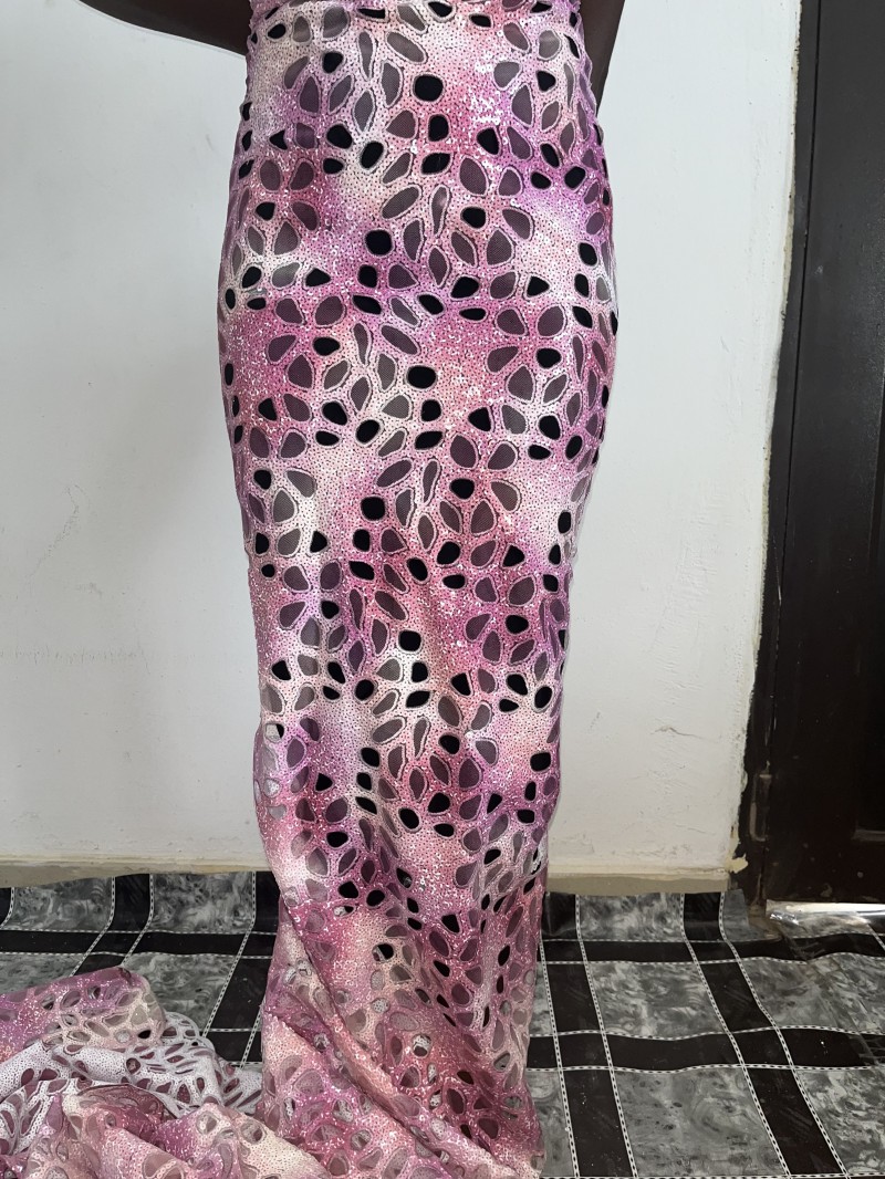Buy Cord Net Lace with Sequence by P&G FABRICS on Selar