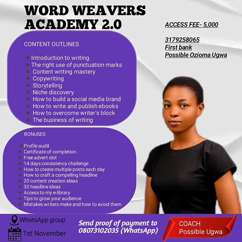 Buy WORD WEAVERS MASTERCLASS by Possible Ugwa on Selar