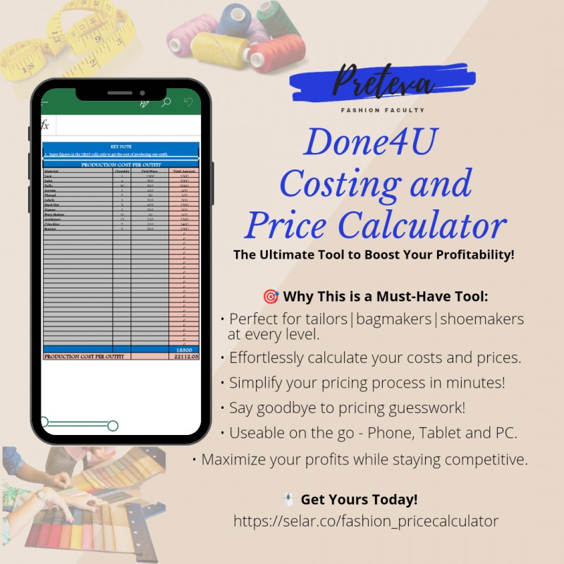 Buy Done4U Costing & Pricing Calculator by Preteva Fashion on Selar