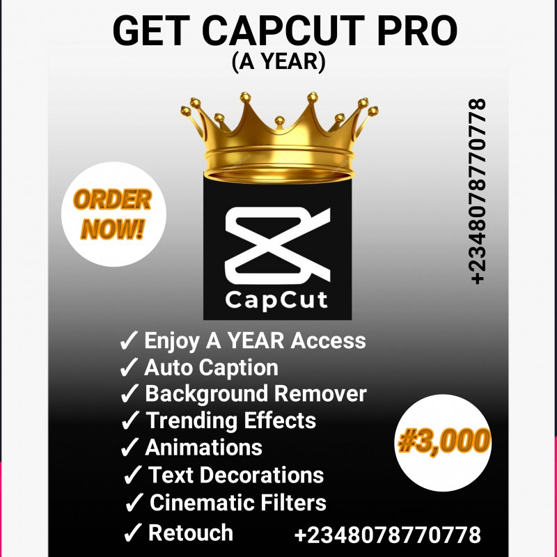 Buy Capcut Pro Yearly Access by Aregbesola Akinjide on Selar