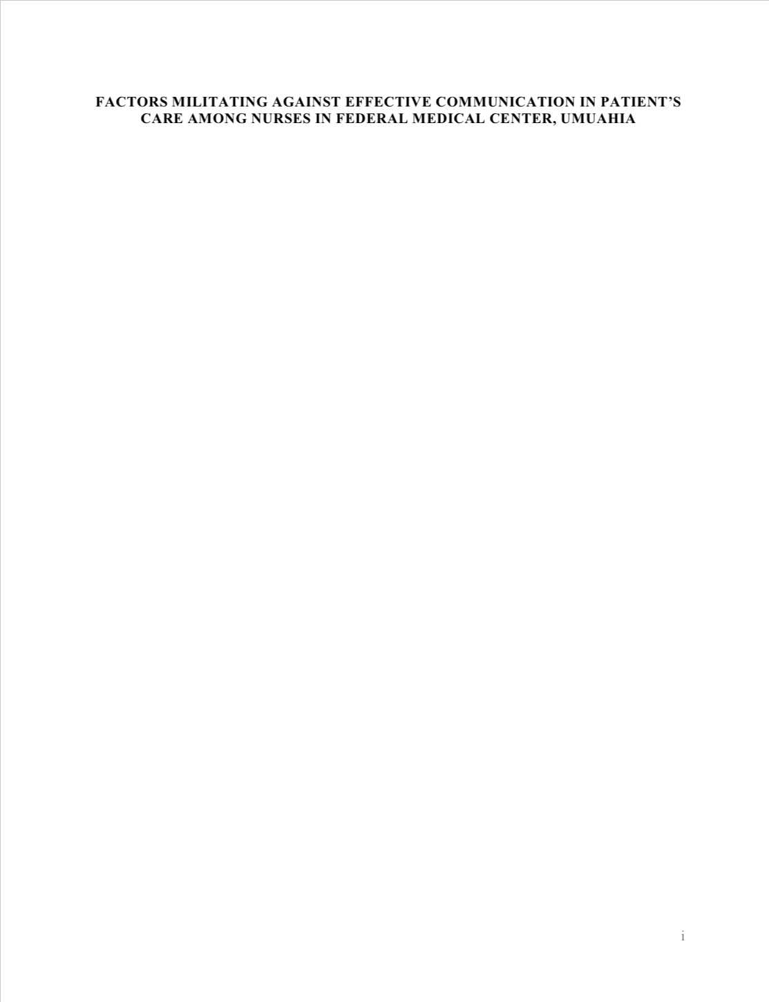 Buy FACTORS MILITATING AGAINST EFFECTIVE COMMUNICATION IN PATIENT'S ...