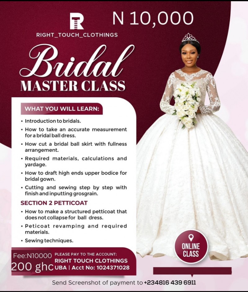 Buy Bridal MASTER CLASS by Right Touch Fashion Academy on Selar