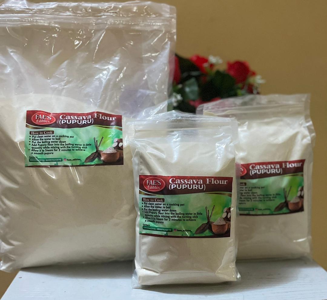 Get FAE'S Edibles Cassava Flour (Pupuru) by FAE’s Edibles on Selar