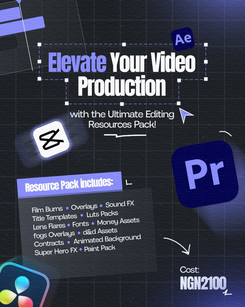 Buy ULTIMATE VIDEO EDITING PACK AND ESSENTIALS copy by Samuel Audu on Selar