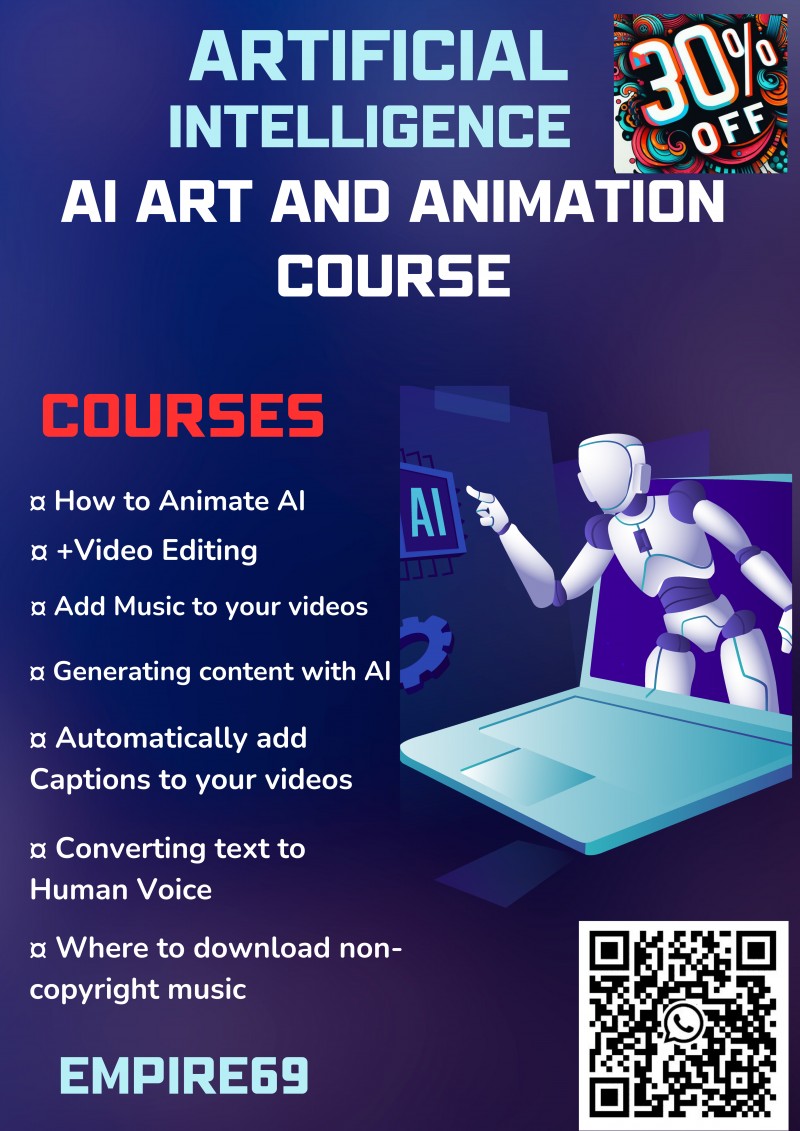 Buy AI ART AND ANIMATION COURSE👌🏽 by Empire69 on Selar