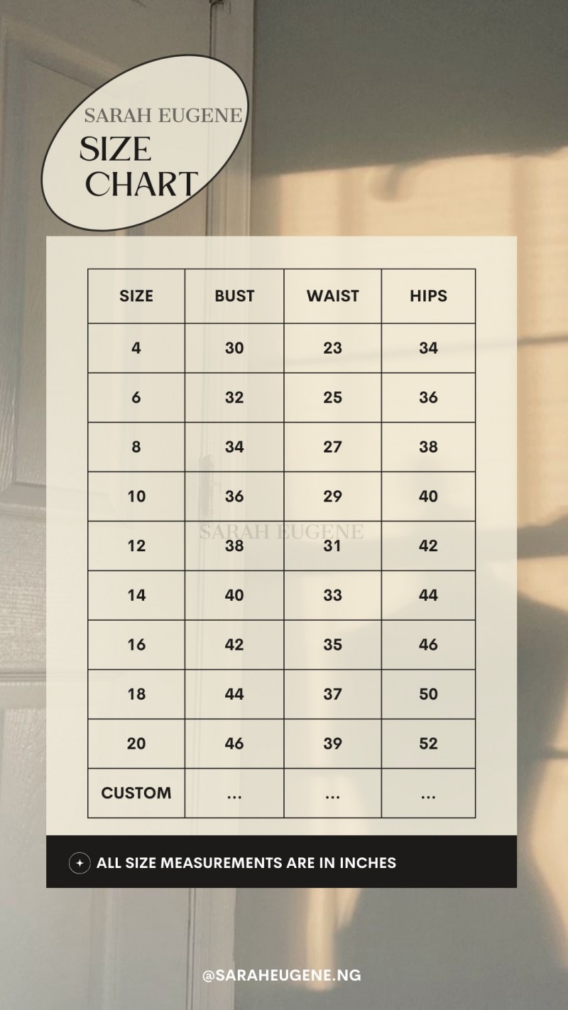 Get Size Chart by Sarah Eugene on Selar