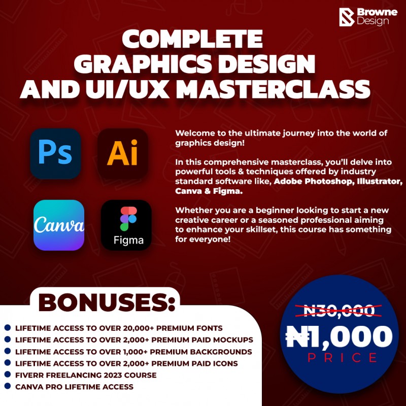 Buy COMPLETE GRAPHICS DESIGN AND UI/UX MASTERCLASS by Sarauta Digitals on Selar