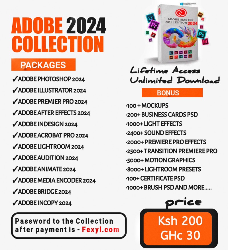 Buy ADOBE 2024 COLLECTION+ BONUSES by SHAKER SOCIAL BOOST on Selar