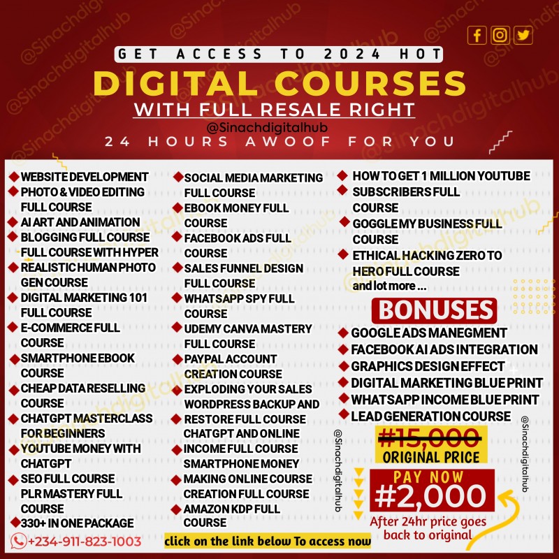 Buy 2024 HOT DIGITAL COURSE by SINACH TECH ACADEMY on Selar