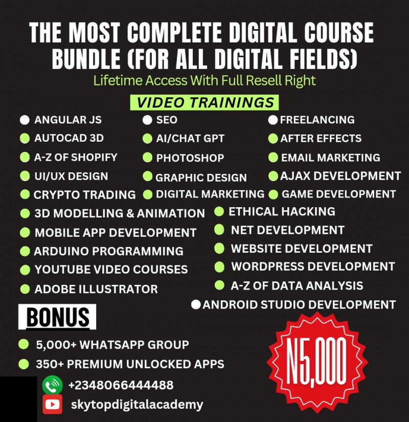 Buy The Most Complete Digital Courses Bundle (For all Digital Fields) by SkyTop Digital Academy ...