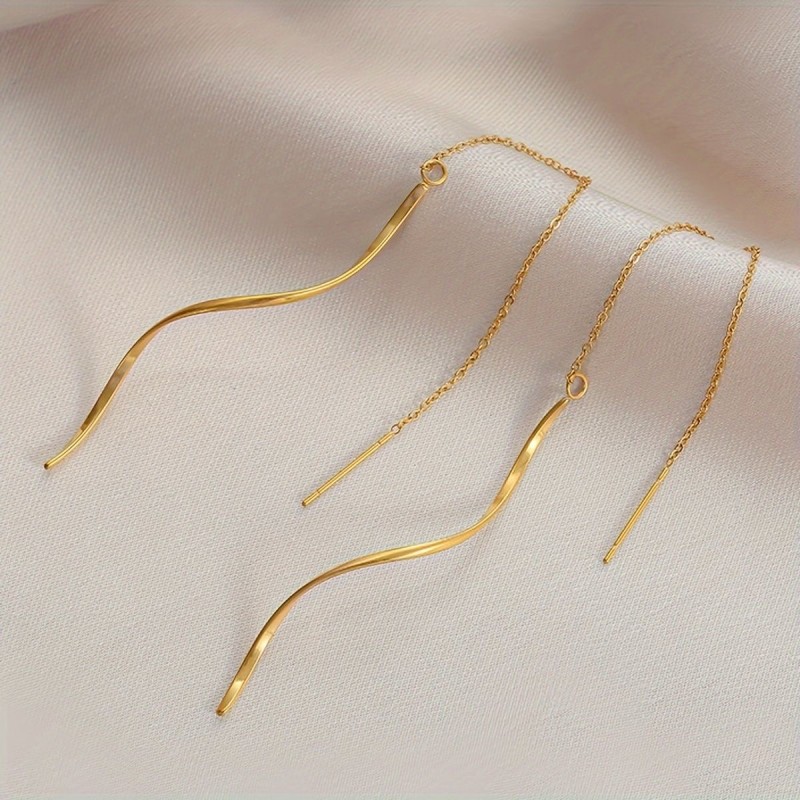 Buy 18k Gold Plated Threader Earring, Long Ear Thread Earring by Sozo ...