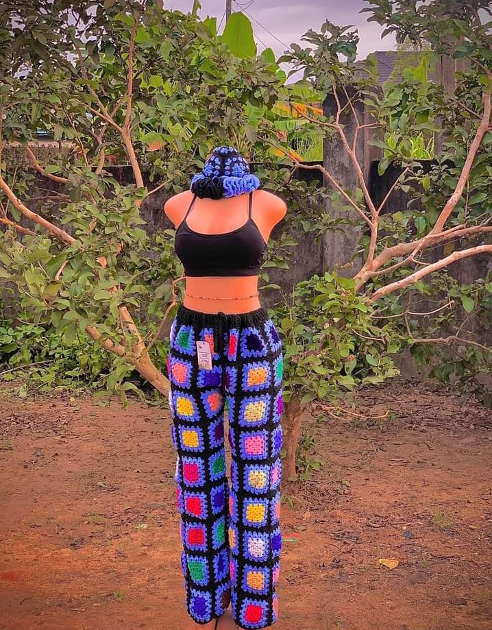 Buy Vintage Charm Granny Square Crochet Set - Trousers & Ruffle Cap by ...