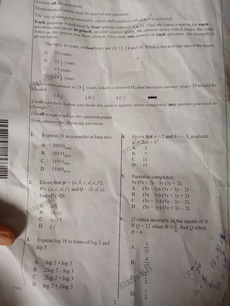 Get GCE 2023 MATHEMATICS QUESTIONS by Stephanie Nnadozie on Selar