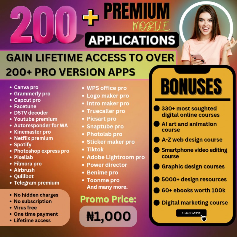 Buy 200+ PREMIUM MOBILE APPLICATIONS by Stephen ads net on Selar