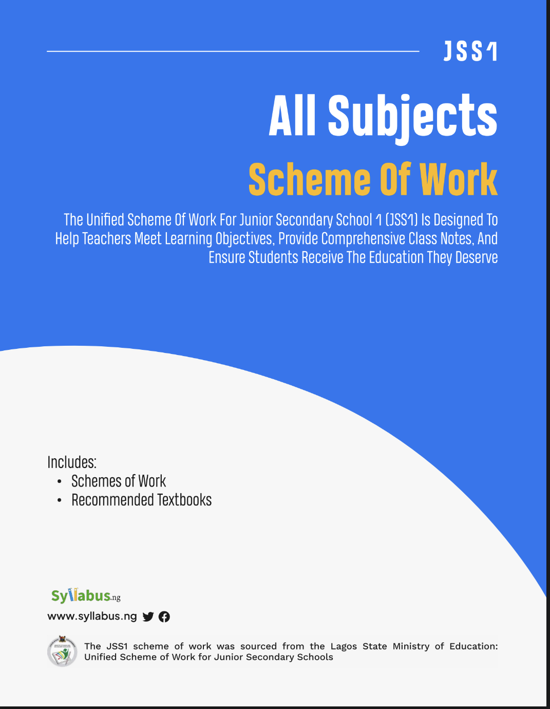 Buy JSS1 Scheme of Work for All Subjects by Syllabus NG on Selar