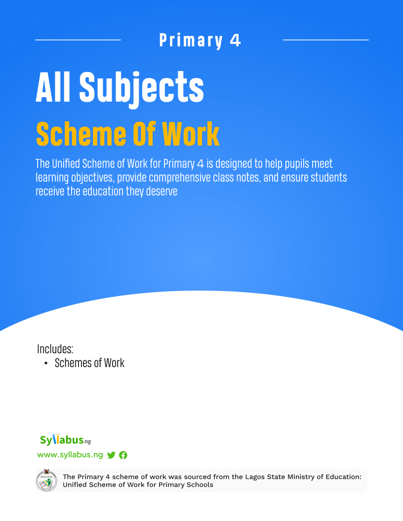 Buy Primary 4 Scheme of Work for All Subjects by Syllabus NG on Selar
