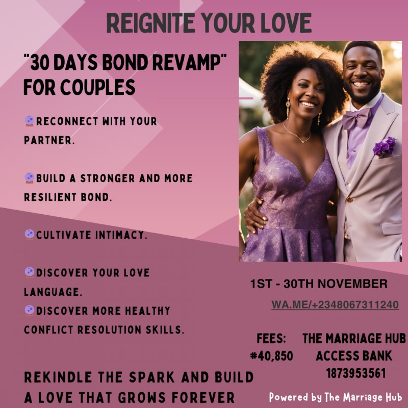 Buy "30 DAYS BOND REVAMP" FOR COUPLES by The Marriage Hub on Selar