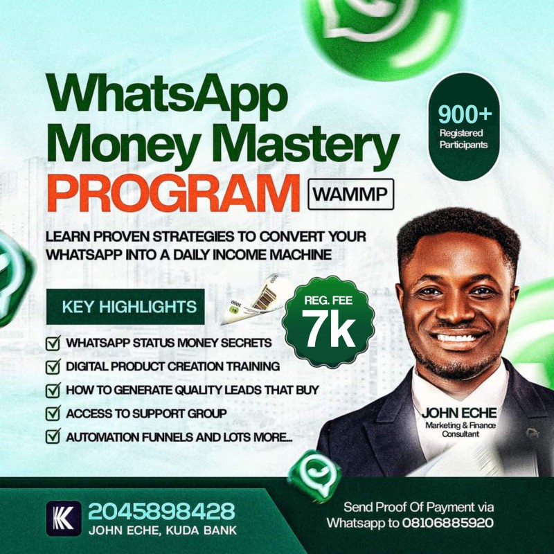 Buy WHATSAPP MONEY MASTERY PROGRAM by John Eche on Selar