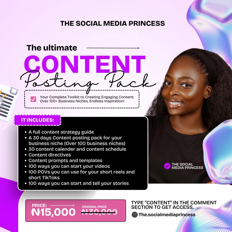 Buy THE ULTIMATE CONTENT POSTING PACK by Ifeoluwatumilara Ifebogun on Selar