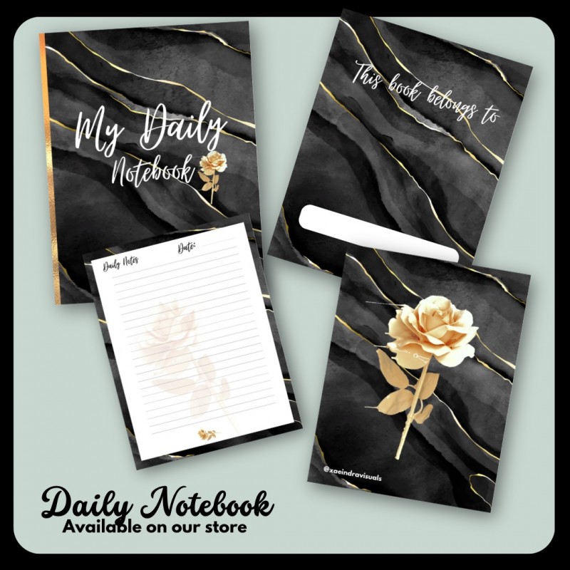 Buy Daily Notebook (Black and Gold) by The Xaeindra Shop on Selar