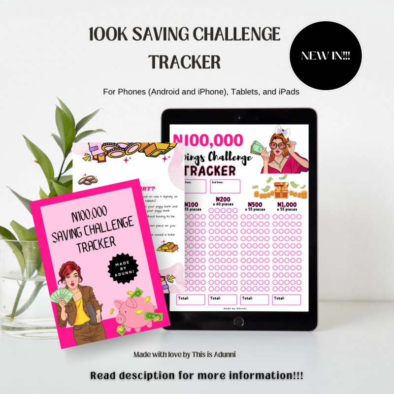 Buy 100k Saving Challenge Tracker (naira) by Becoming Her Journey 🎀 on ...