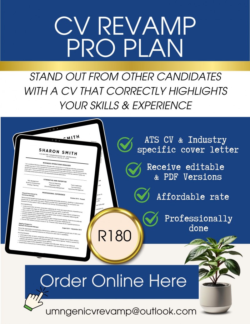 Buy CV Revamp & Cover Letter (R180) by uMngeni Hiring Solutions on Selar
