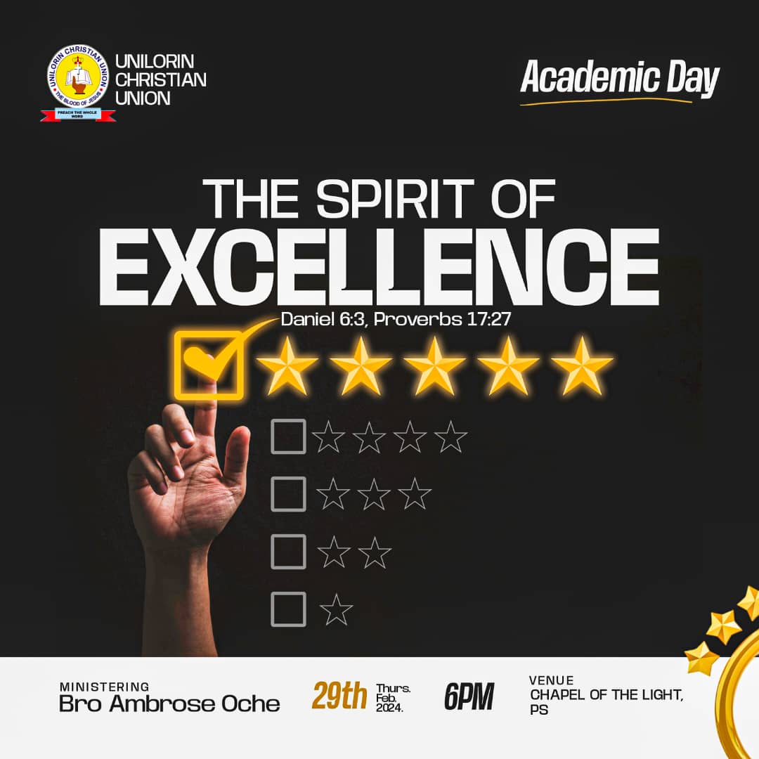 Get The Spirit of Excellence - Bro Ambrose Oche by Unilorin Christian ...