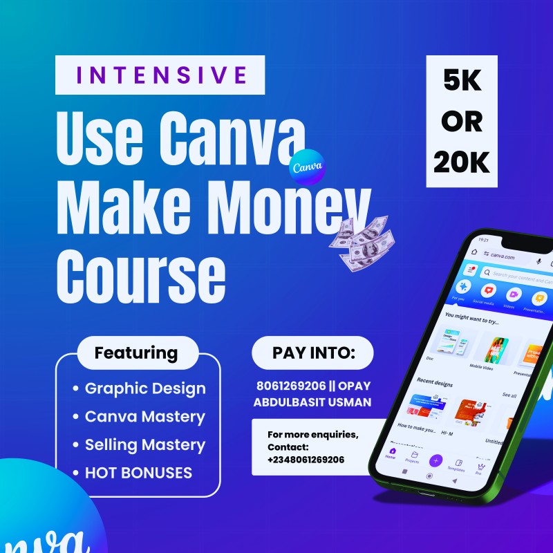 Buy INTENSIVE USE CANVA MAKE MONEY by Usman Abdulbasit Folohunsho on Selar
