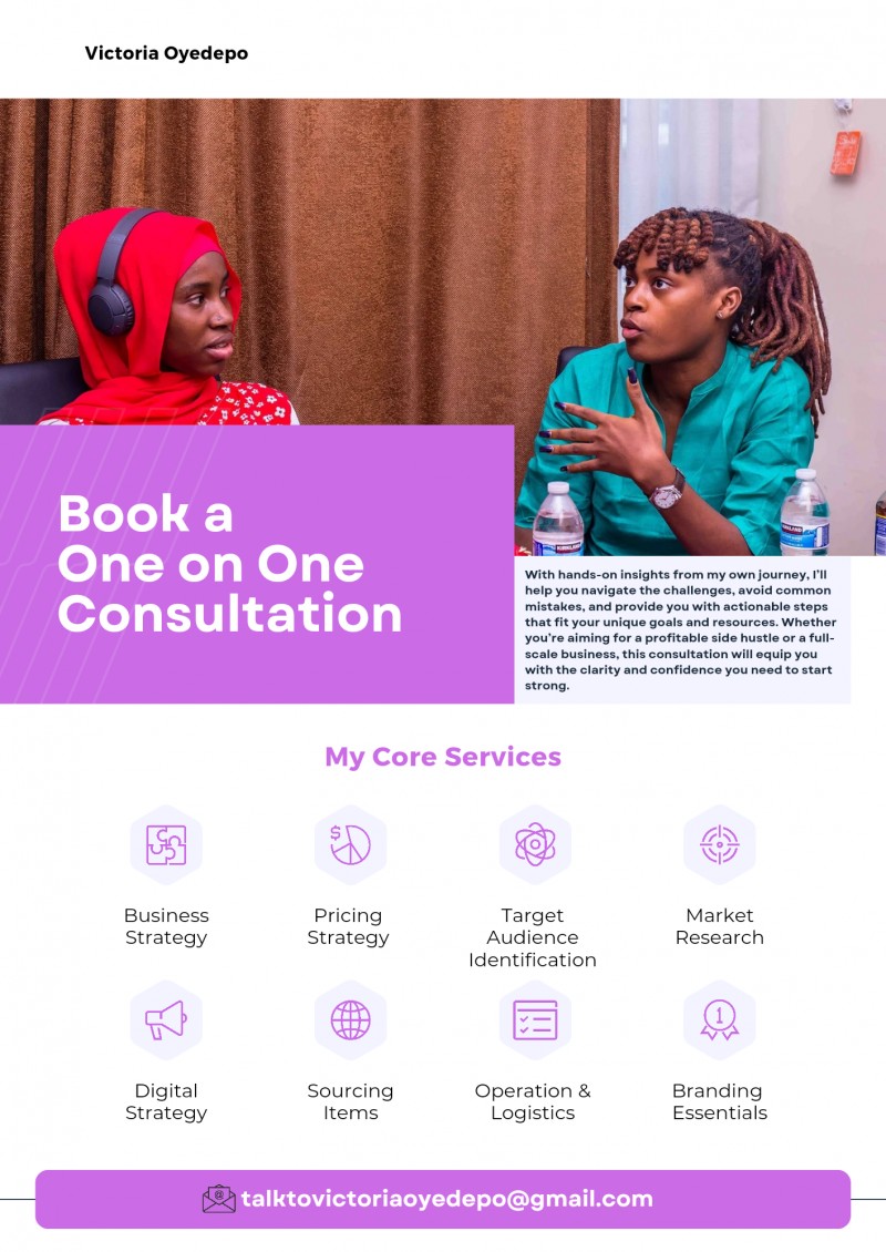 Buy Book a One on One Consultation with me by Victoria Oyedepo on Selar