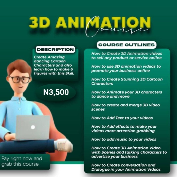 Buy 3D ANIMATION COURSE by Walter favour nkechi on Selar