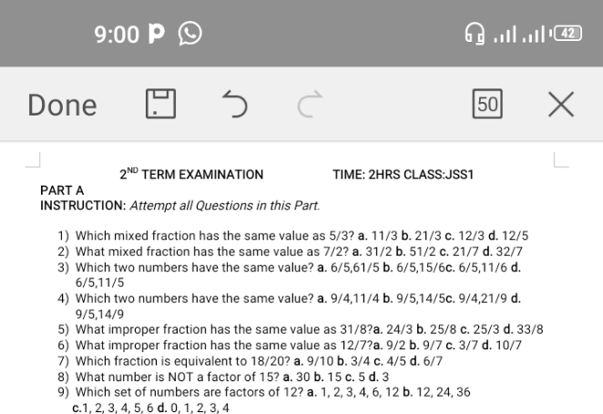 Buy JSS1 MATH 2ND TERM EXAM by William Michael on Selar