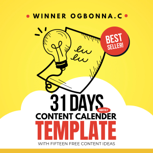 Buy 31 DAYS MONTHLY CONTENT CALENDER TEMPLATE by WINNER OGBONNA on Selar