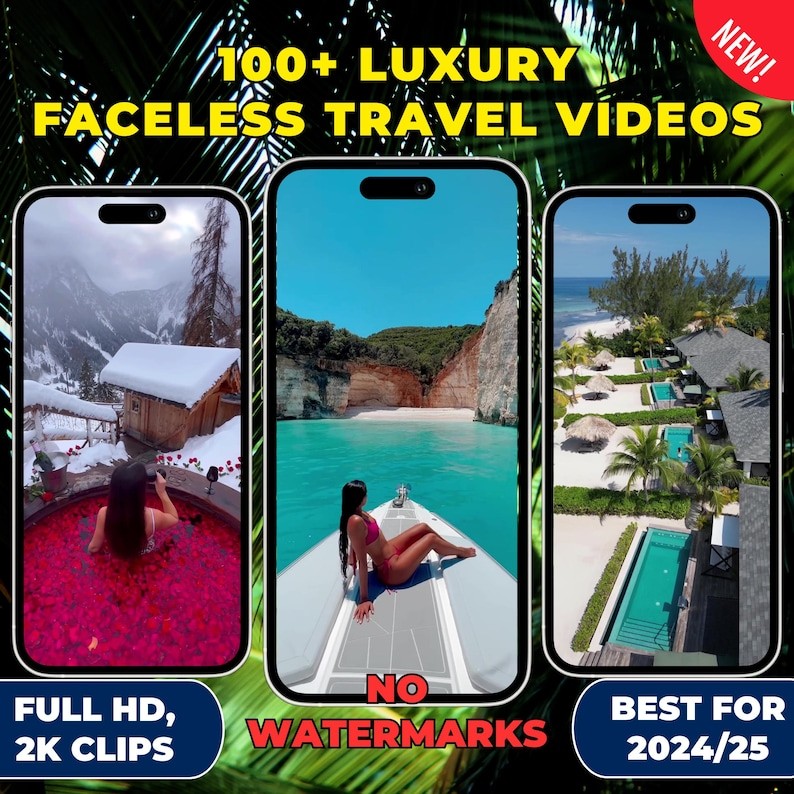 Buy 100+ LUXURY FACELESS TRAVEL Videos For Instagram Theme Page or ...