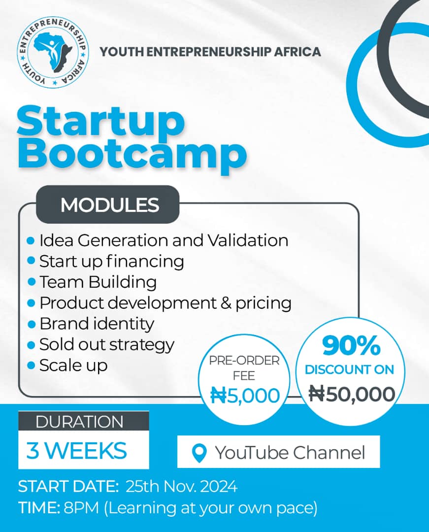 Buy StartUp Bootcamp by Youth Entrepreneurship Africa on Selar