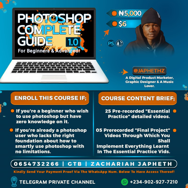 Buy Photoshop Complete Guide Course By Zachariah Japheth On Selar