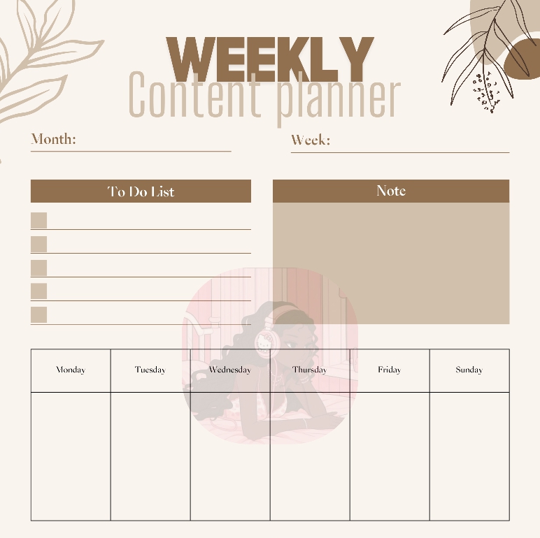 Buy Weekly content planner by Pinterest.girlie.2.0 on Selar