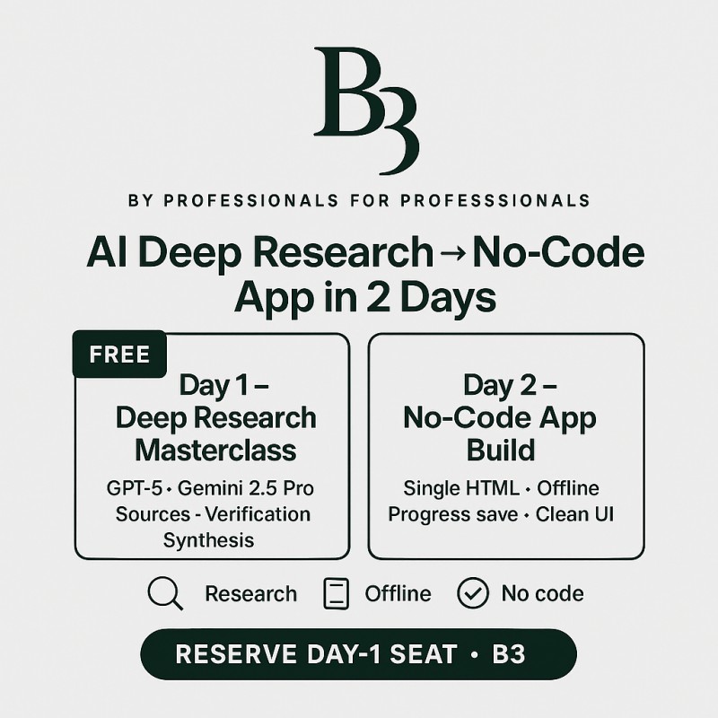 Buy AI Deep Research & No-Code Masterclass by B3 on Selar