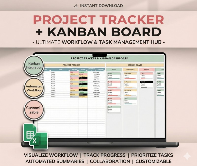 Get Project Tracker + Kanban Board by B3 on Selar