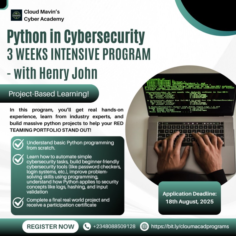 Buy Python in Cybersecurity Training by Cloud Mavin's Cyber Academy on Selar