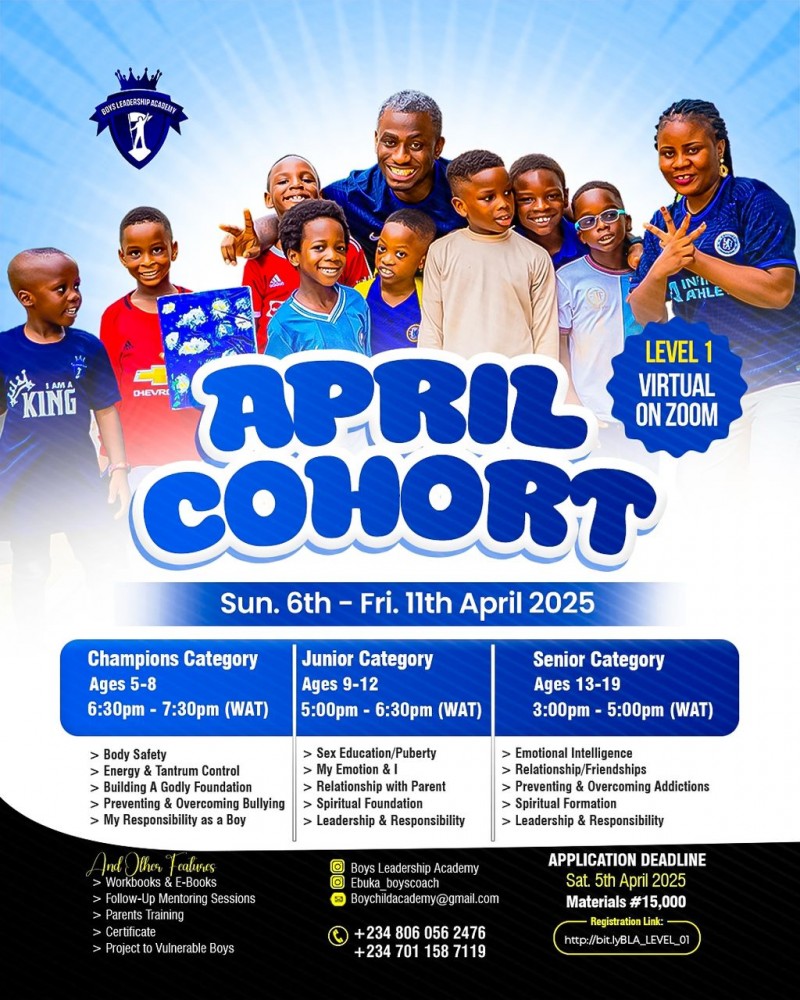 Buy BOYS LEADERSHIP ACADEMY REGISTRATION by Coach Ebuka & Ruth Ede on Selar