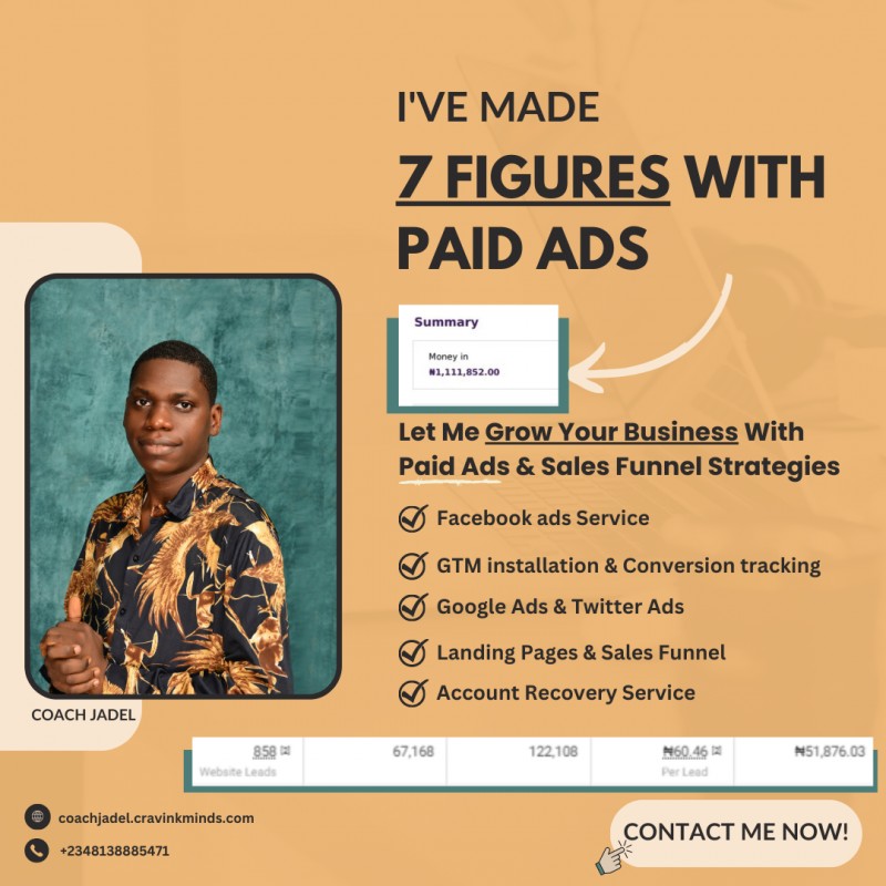 Buy Coach Jadel's Paid Ads Services For a 50$ Ad Budget by Cravinkminds ...