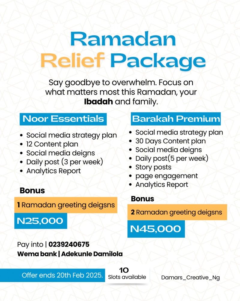 Buy RAMADAN RELIF PACKAGE by Adekunle Damilola on Selar